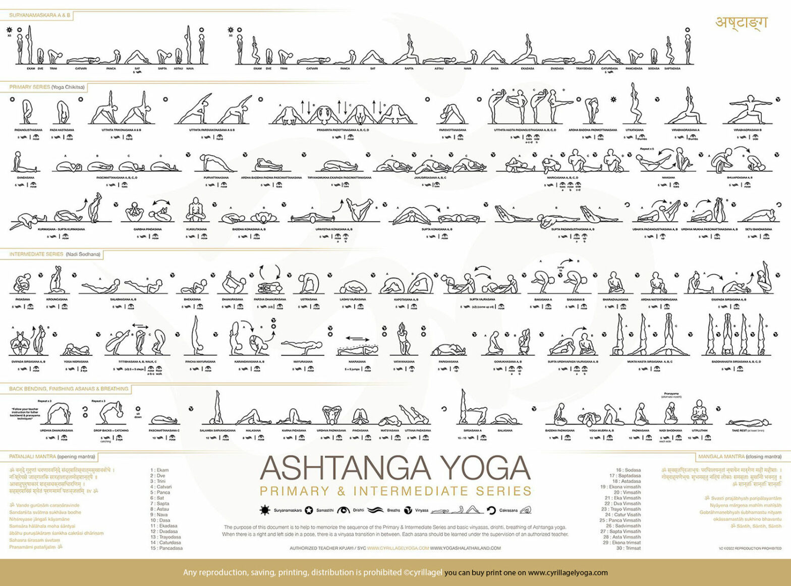 Illustrated practice sheets & poster Ashtanga - Ashtanga yoga Koh ...